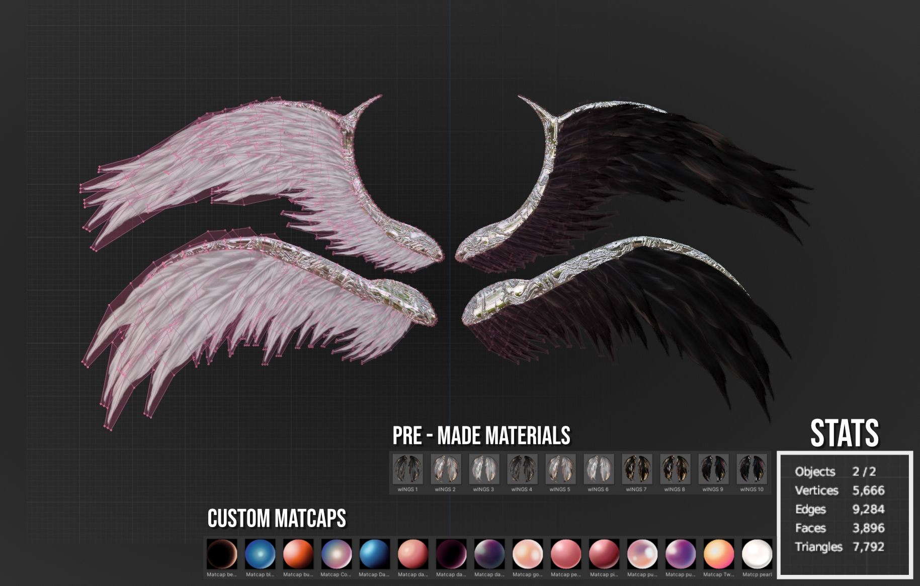 [3D Asset / VRCHAT - Valkyrie Wings animated