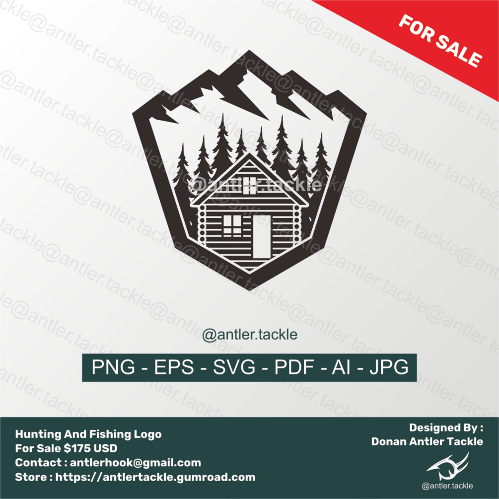 Cabin Mountain Outdoors Hunting Fishing Logo Designed By Donan Antler ...