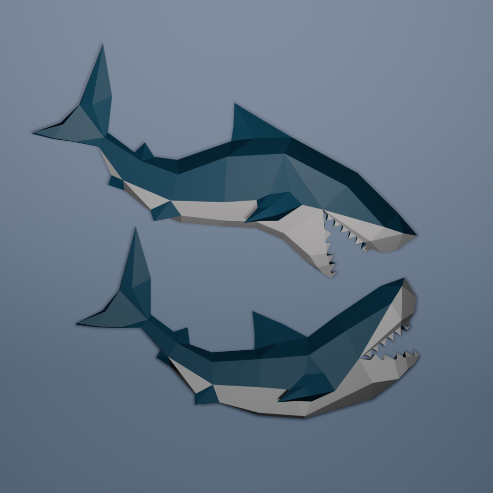 Low Poly Shark Model, Create Your Own 3D Papercraft Shark, Origami ...