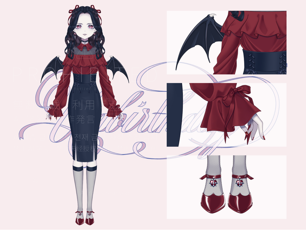 🦇Live2D Model “Red Velvet” – VTuber Avatar (Commercial Use OK)