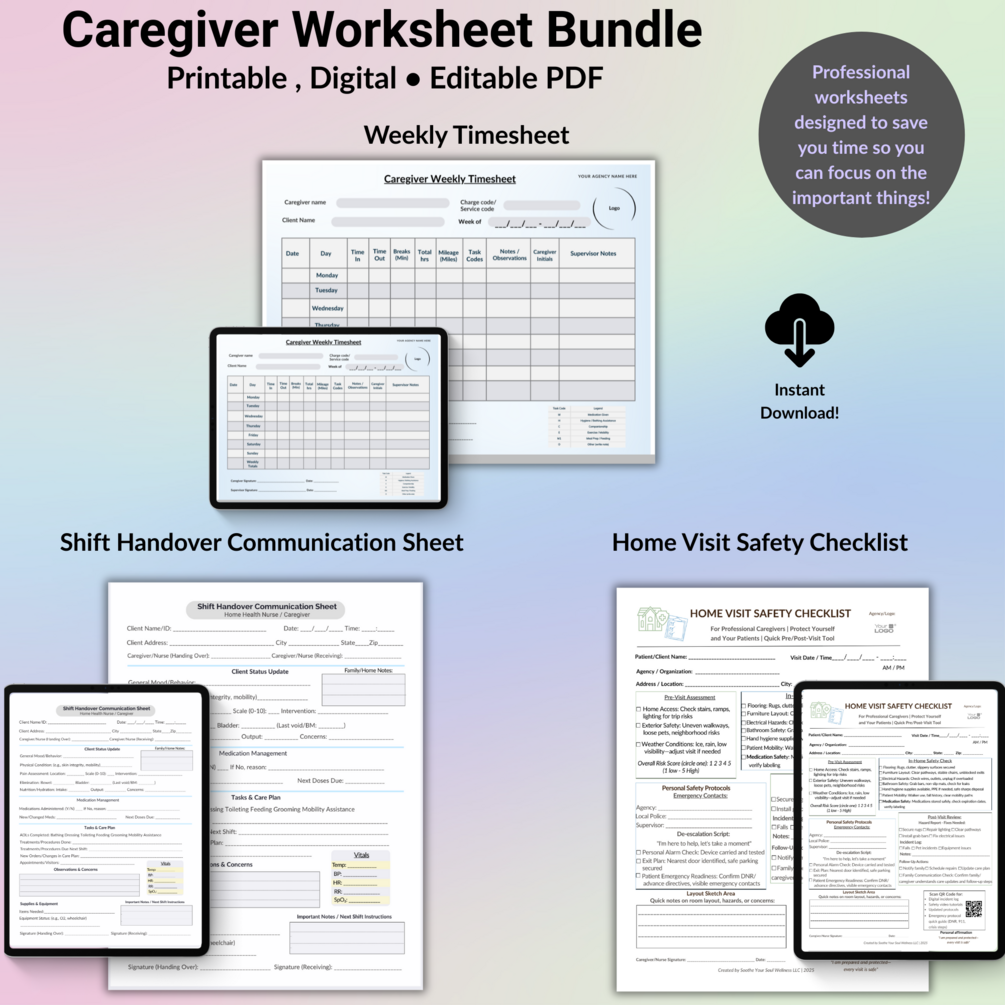 Complete Caregiver Documentation Kit - 3 Professional Forms Bundle