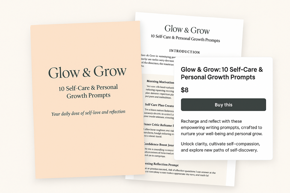 Glow and Grow : 10 Self-Care & Personal Growth Promts