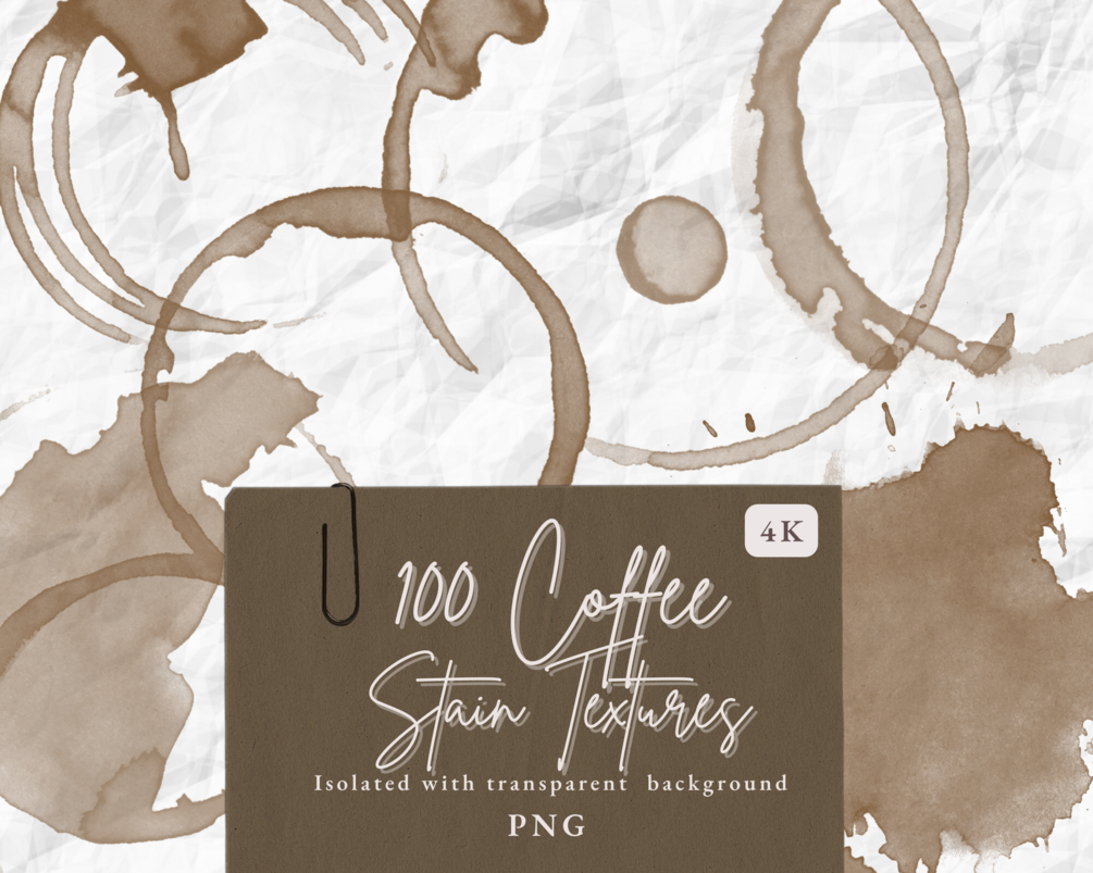 100 Coffee Stain Textures & Clipart Bundle - Instant download of ...