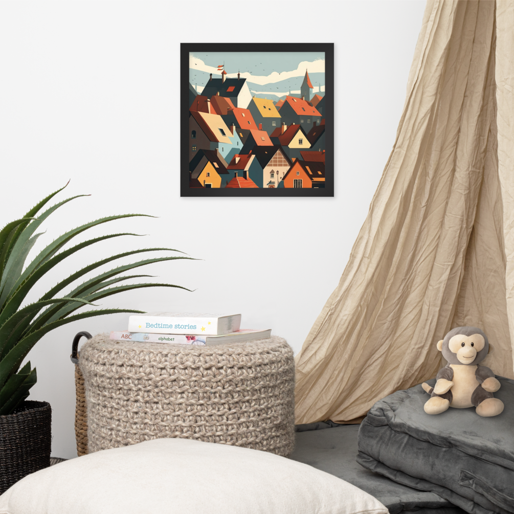 Nordic Haven - Scandinavian Townscape Art (Matte Paper Poster)