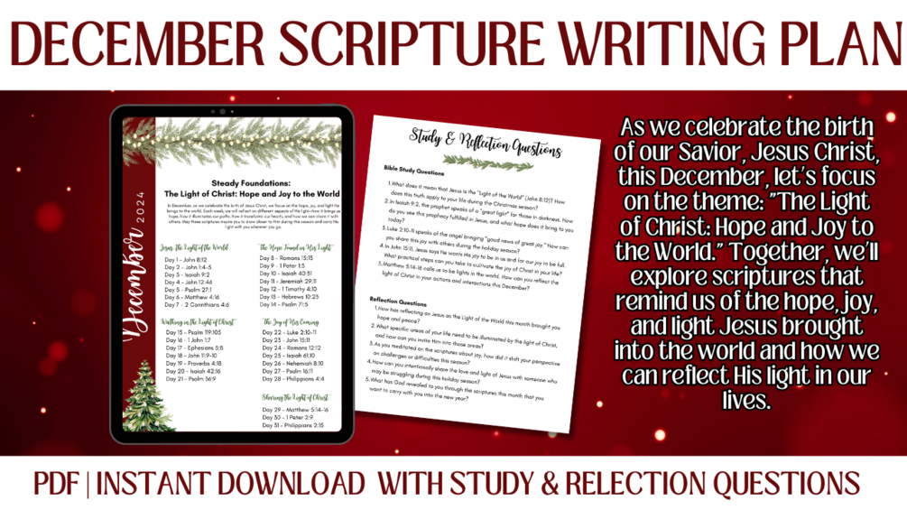 DECEMBER 2024 SCRIPTURE WRITING PLAN