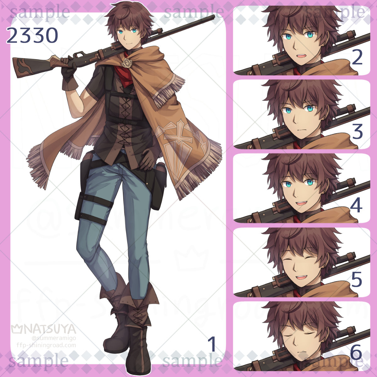 Anime Character Art Pack: 2330 - 6 Expressions | Image: Young man ...