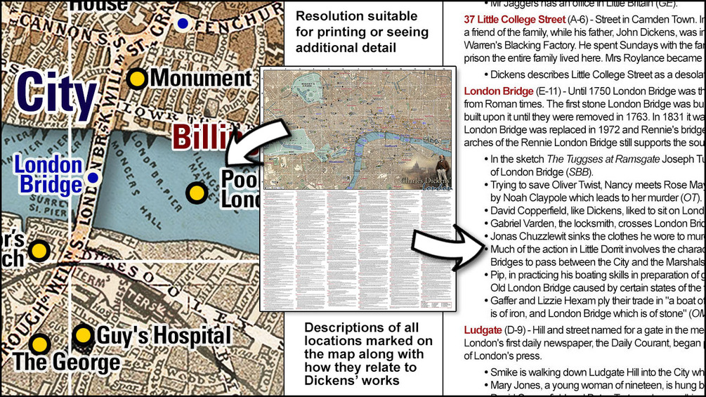 Charles Dickens' London high-resolution map