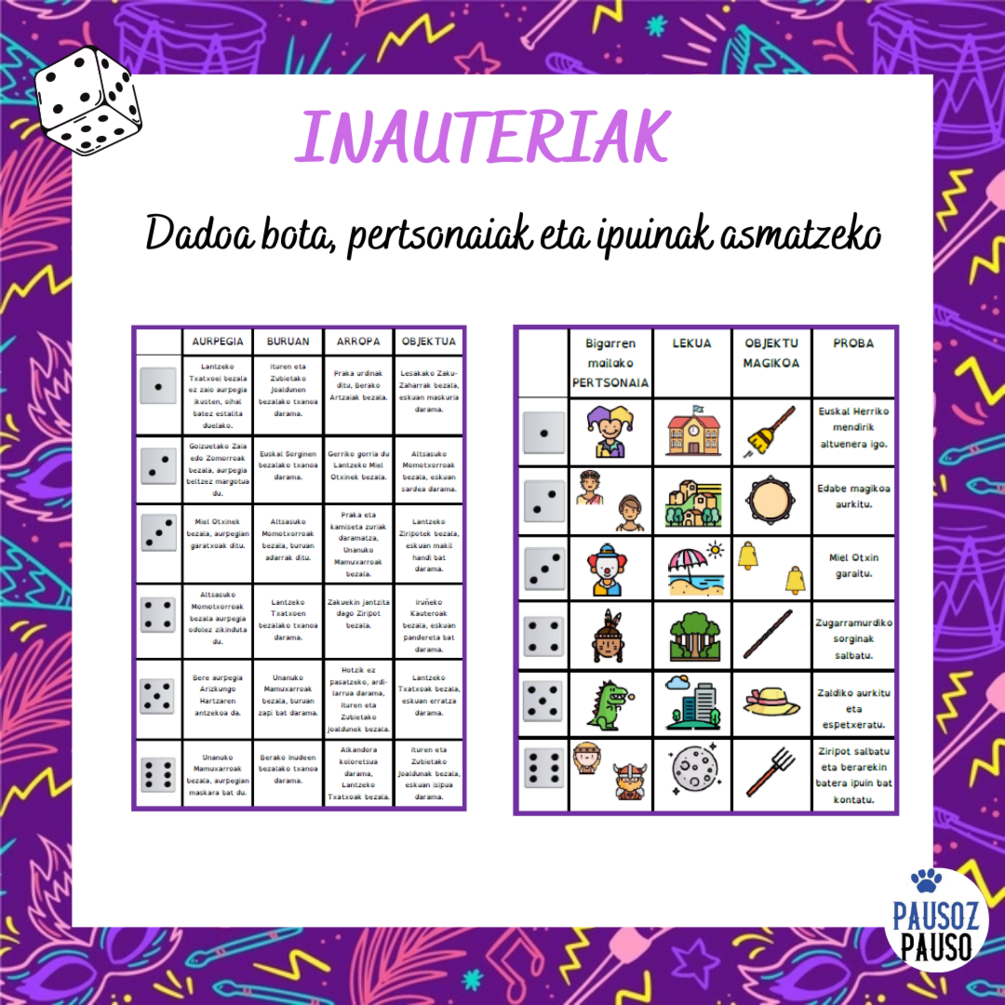 Dadoa bota eta Inauterietako ipuina asmatu