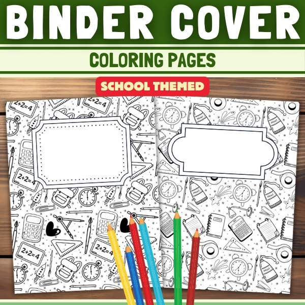 Editable binder cover coloring page | Personalized student name school ...