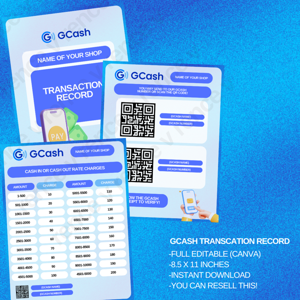GCASH AND MAYPAYA SLIP AND TRANSACTION RECORD | Editable Canva Templates