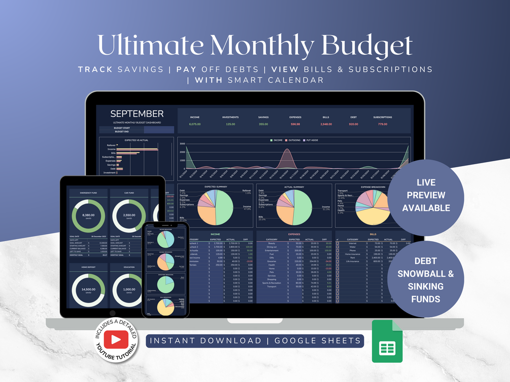 Ultimate Monthly Budget Spreadsheet