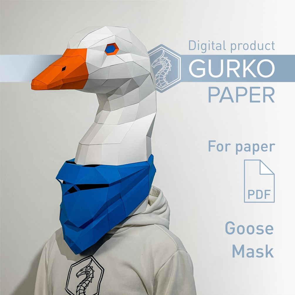 Goose Mask Papercraft, Duck, Halloween mask. Pdf, Gurko, Pepakura ...