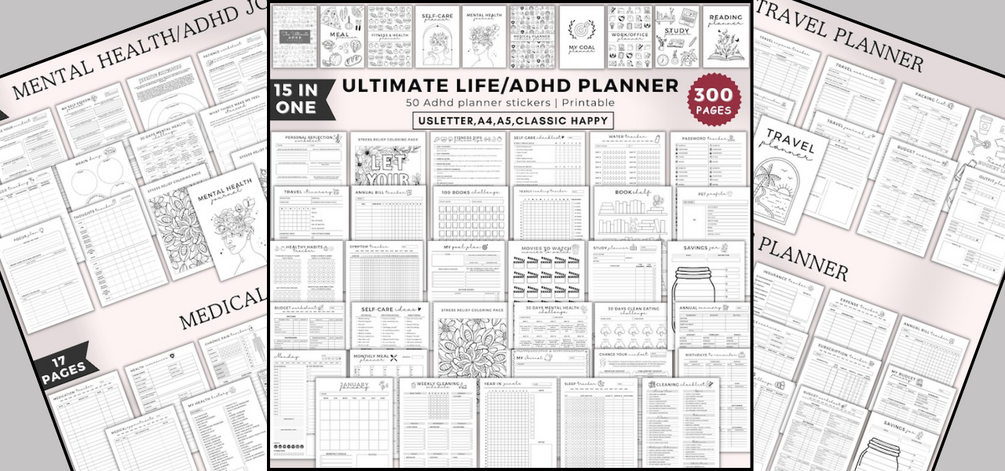 Mega ADHD Planner Bundle For Adults Printable