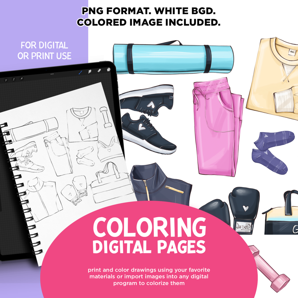 Sport Coloring Page, Procreate Coloring Page, Fashion Coloring Book ...