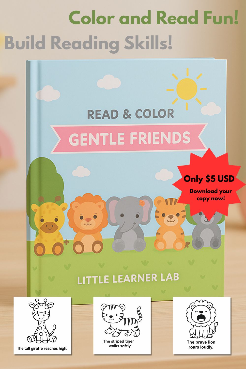 Read & Color Gentle Friends: Cozy Coloring Book