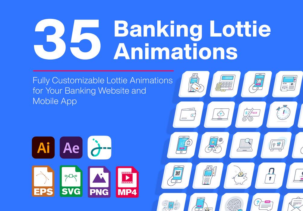 35 Banking Lottie Animations for Web and Mobile Apps