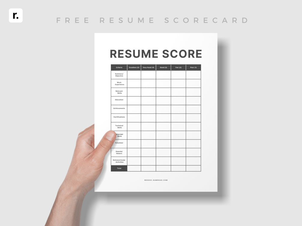  Free Resume Score Card In PDF