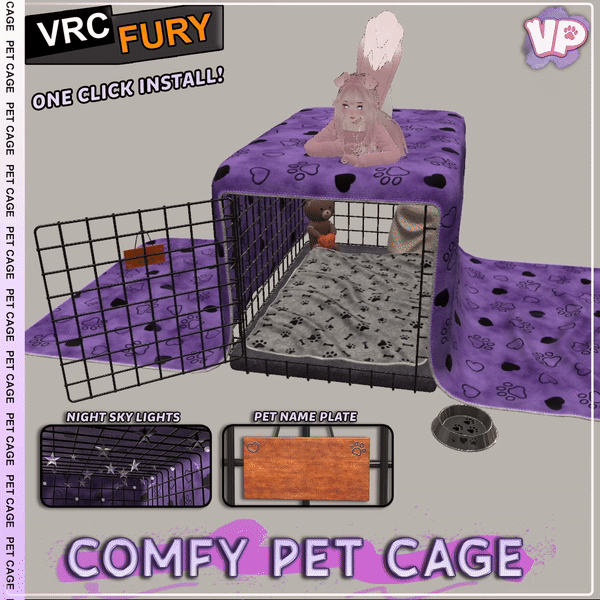 NEW - Comfy Pet Cage v2 | VRC Fury | World Place - Violet Puppy