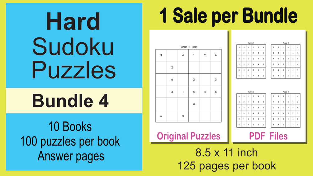 Hard Sudoku Puzzle Bundle 4 DFY