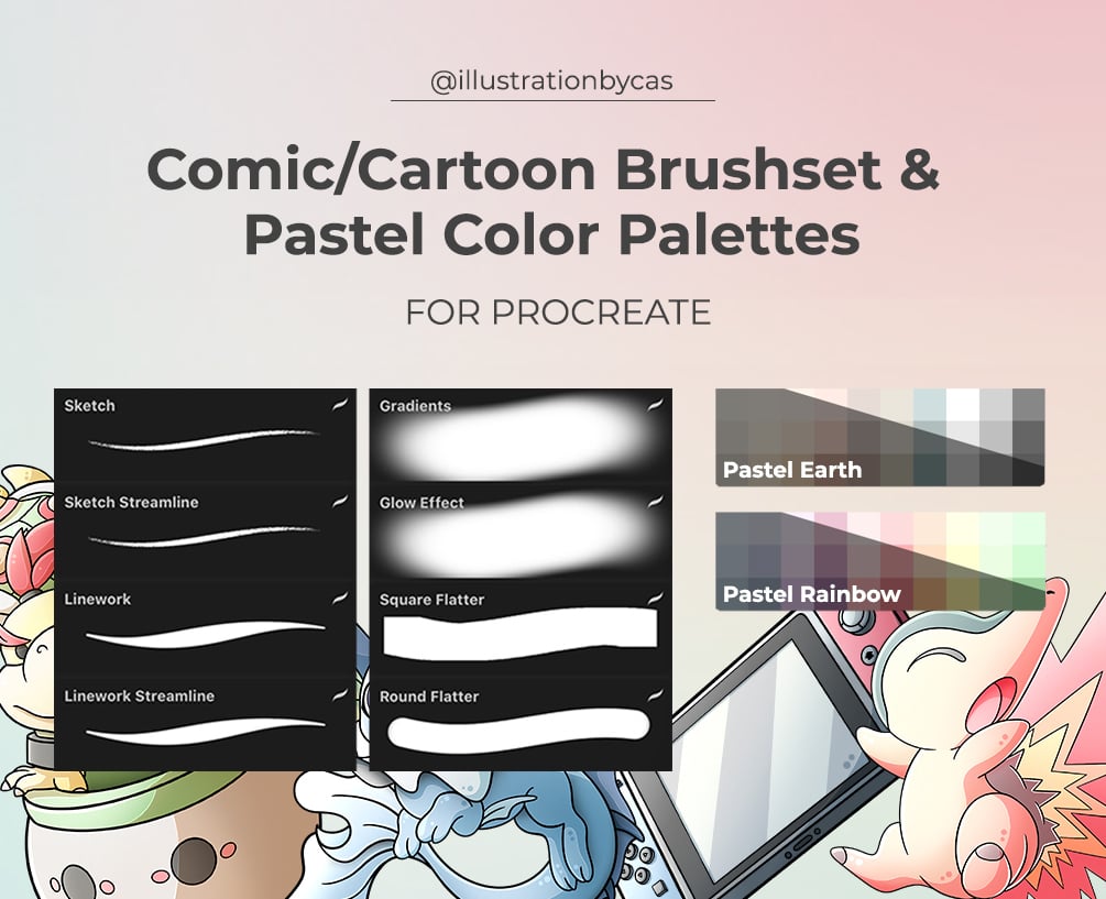 Package Deal! Cartoon/Comic Brushset & Color Palettes