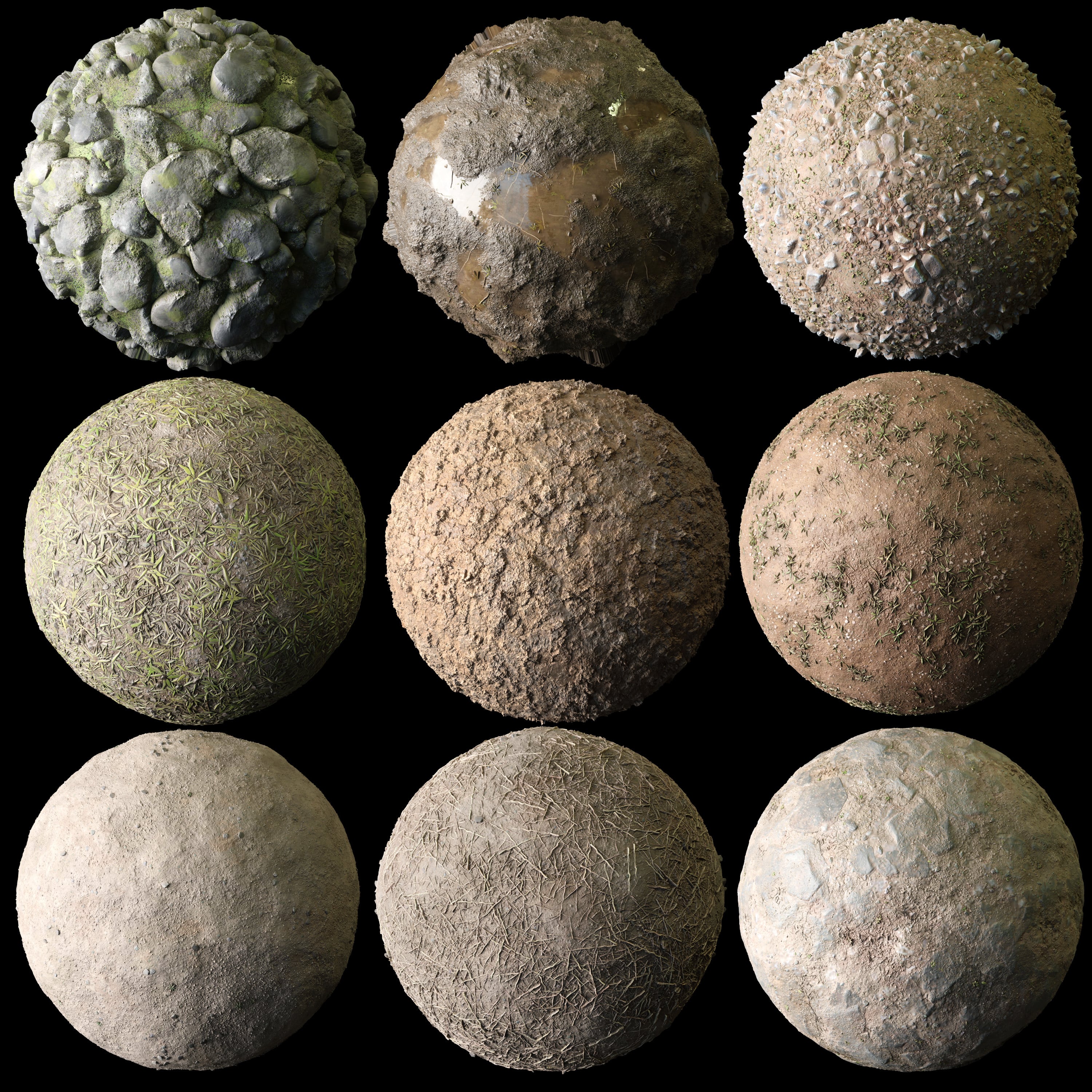 Free 9 Dirt Ground Textures (Dirt, Mud and Grass) - Julio Sillet 3D Art