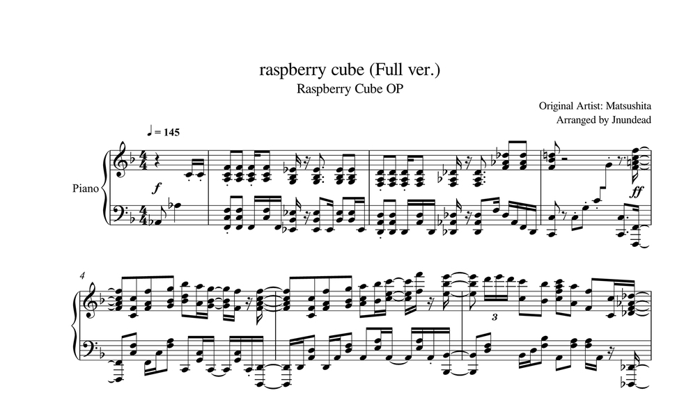 [Raspberry Cube OP] raspberry cube (Full ver.) Piano Arrangement