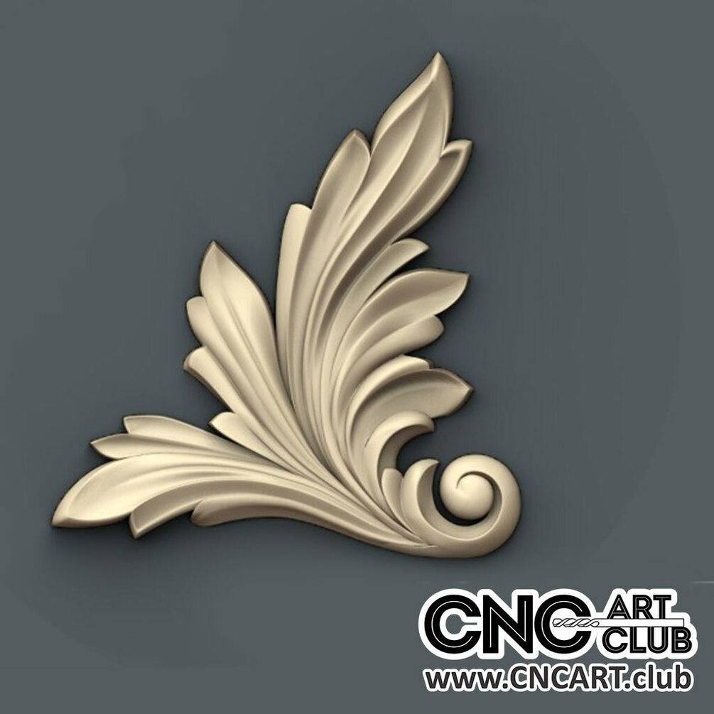 corner-1013 - Decorative corner overlay in leaf form ready for woodworking