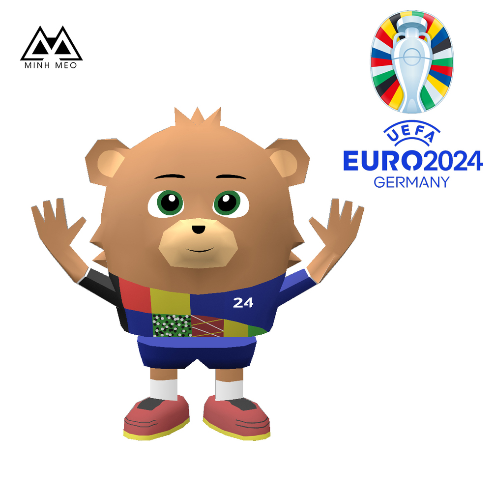Albart Bear Euro 2024 Papercraft, Albart Bear mascot papercraft 3d low ...