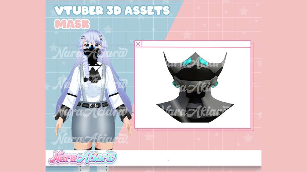 3D Vtuber Assets Mask V23 vroid commission, 3D assets ready to use ...