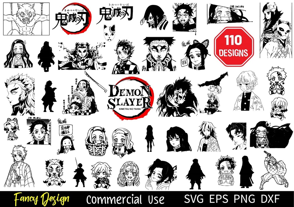 110 Demon Slayer: Kimetsu no Yaiba Vector SVG, Demon Slayer Characters ...