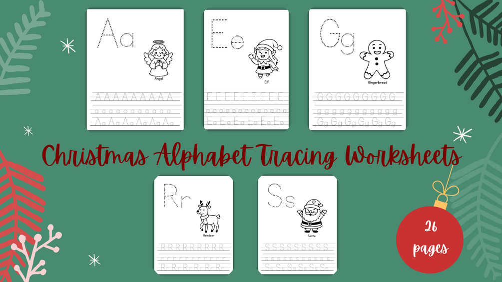 Christmas Alphabet Tracing Worksheets A-Z