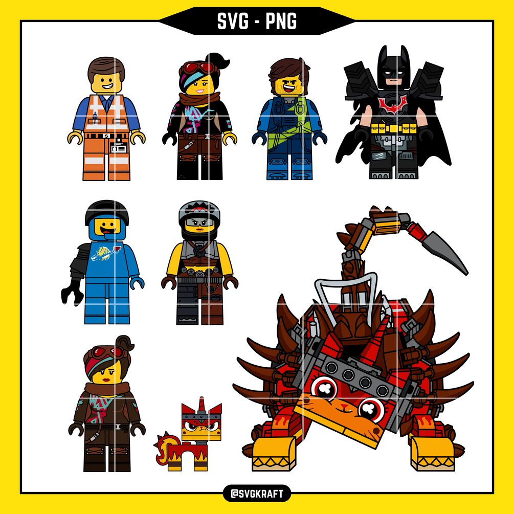 Bricks Movie Characters Vector Files for Sublimation Design