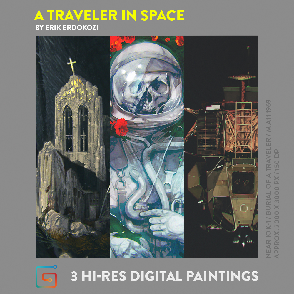 A Traveler in Space - 3 Hi-Res Illustrations Set 2