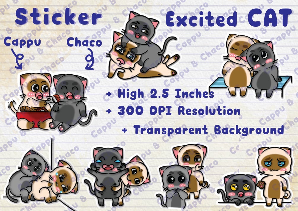 Cappu and Chaco Sticker Excited CAT
