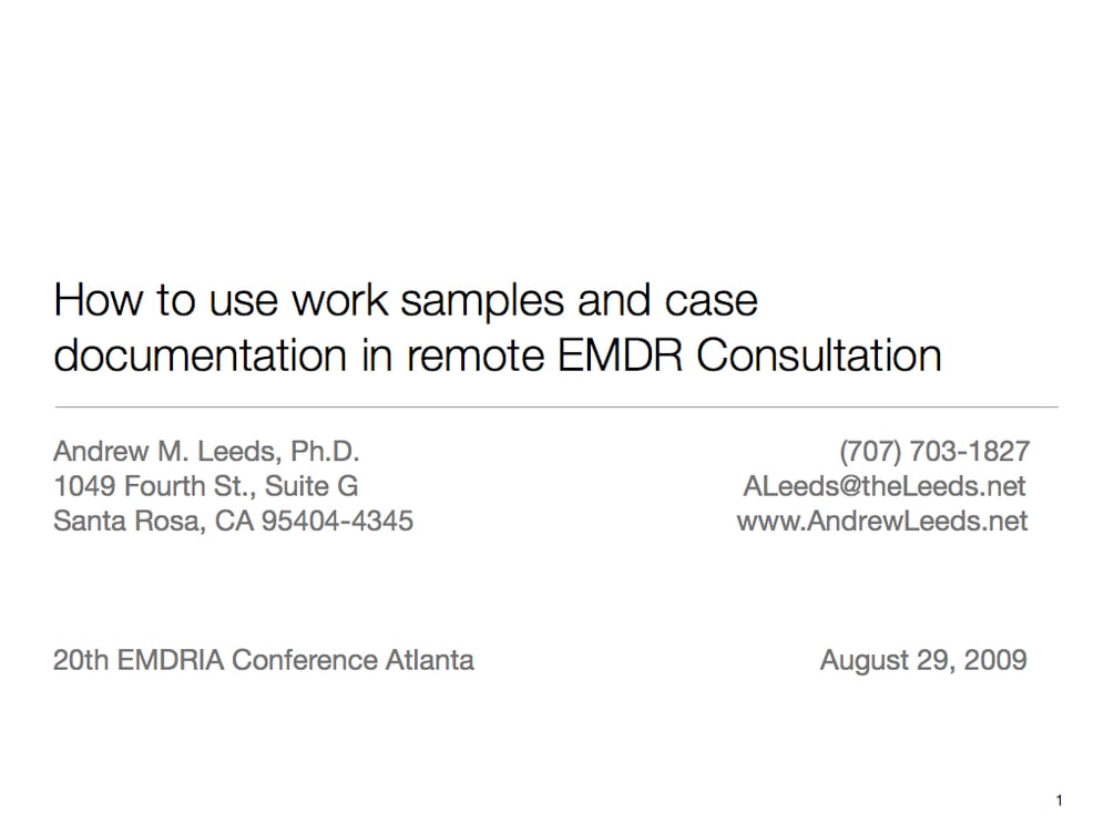 Handout: How to use work samples and case documentation in remote EMDR ...