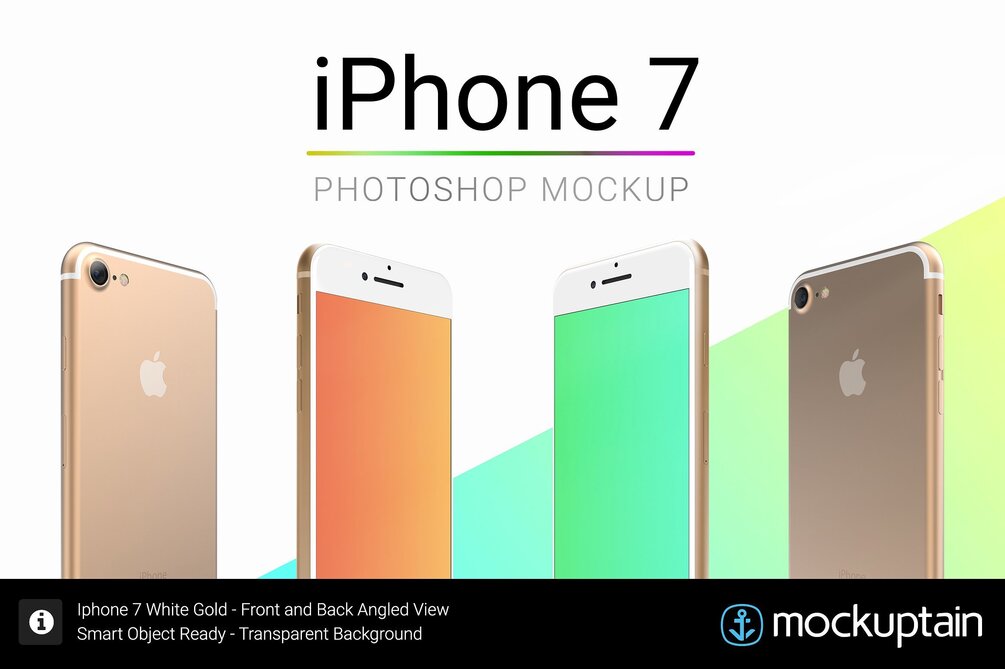 Iphone 7 Mockup - White Gold Angled Left & Right