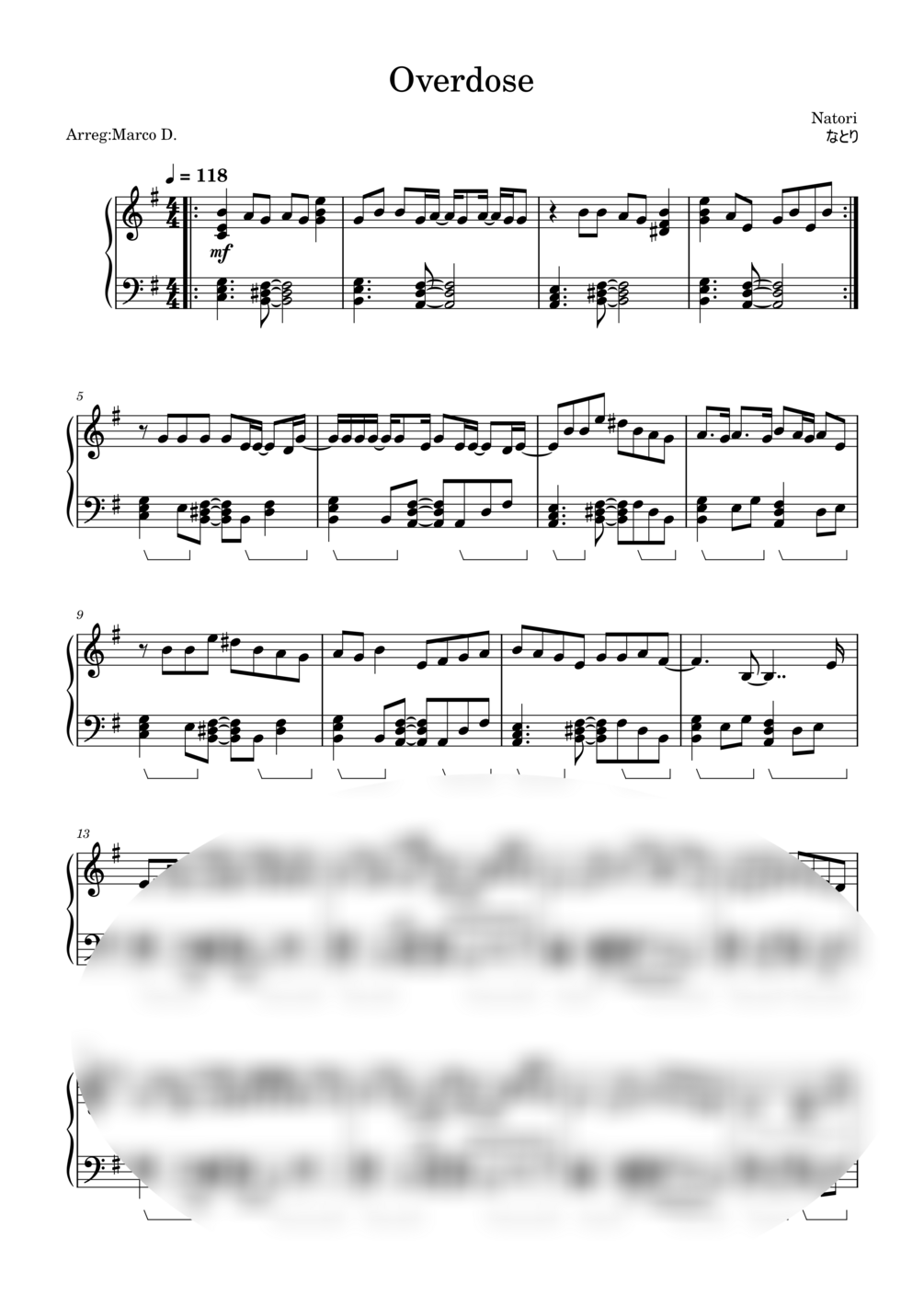 Overdose | Natoriなとり SHEET + MIDI