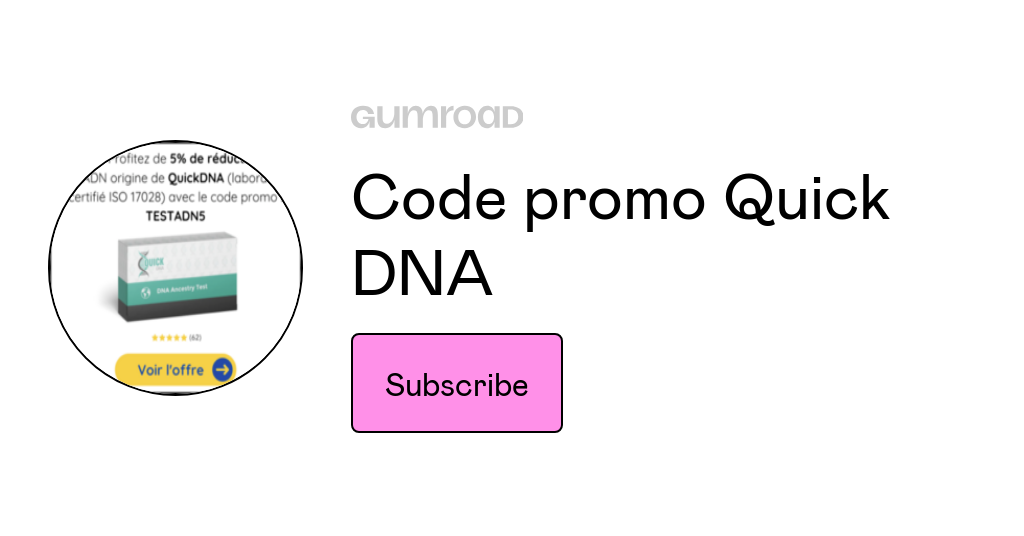Code promo Quick DNA