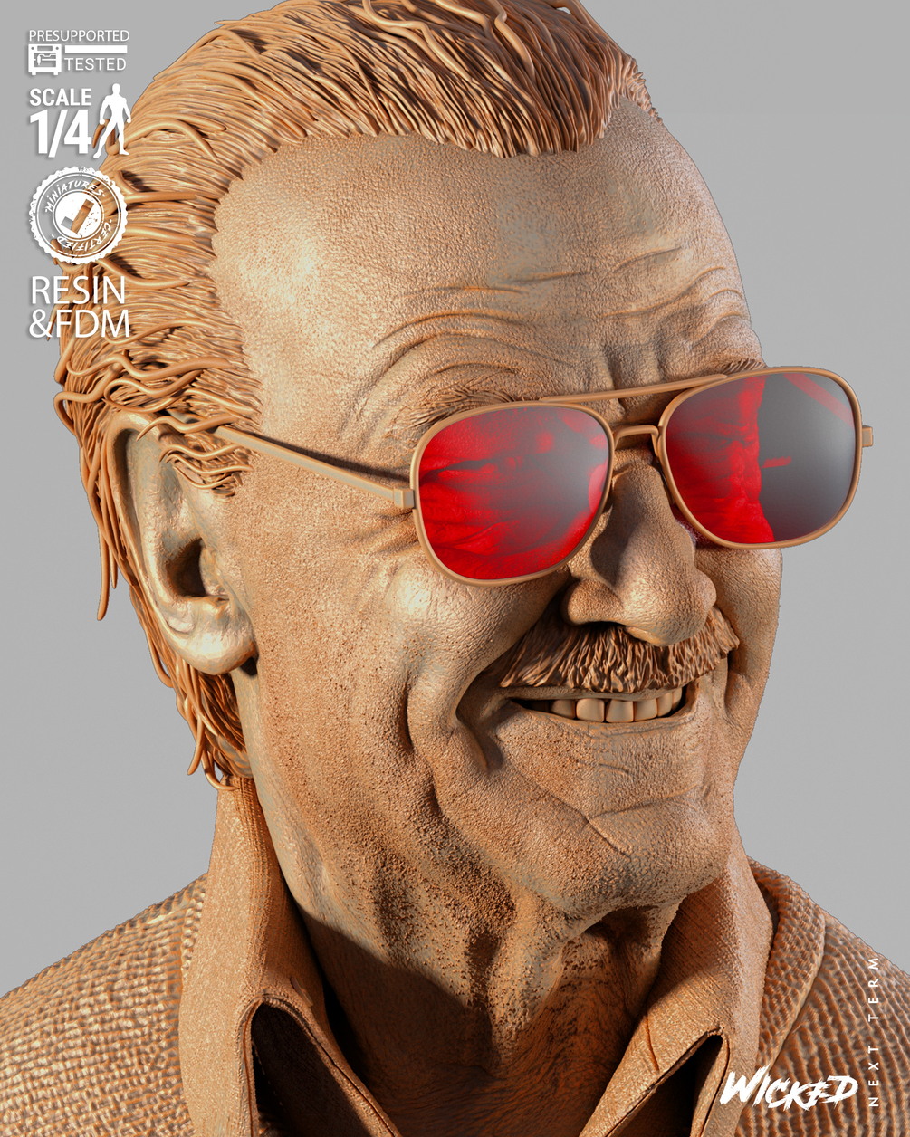 Wicked Marvel Stan Lee Portrait Bust: Tested and ready for 3D printing