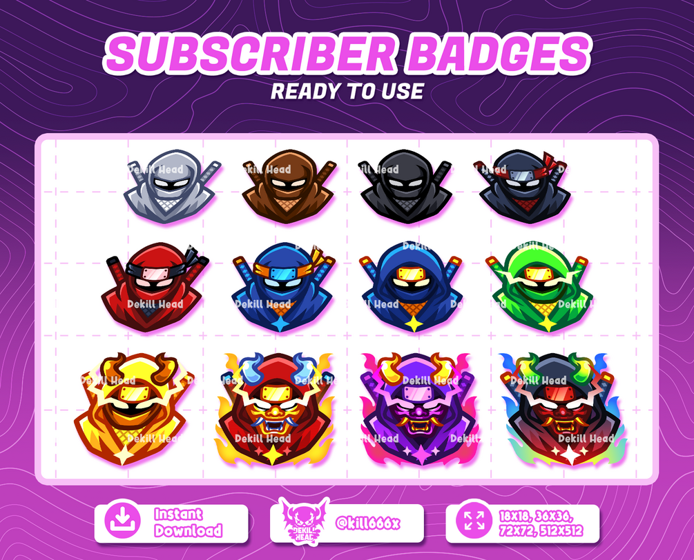 Ninja Evolution Twitch Subscriber Badges – 12 Pack | Stream Badge Set ...