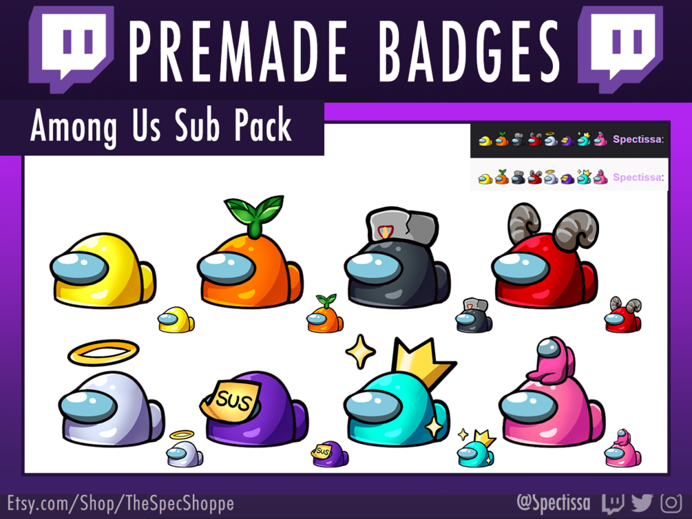 8 Among Us Twitch Sub Cheer Badges