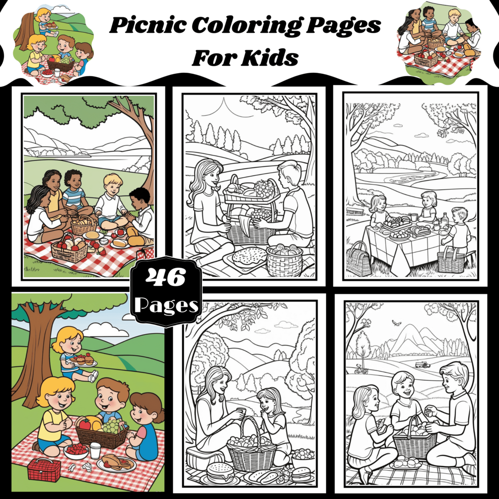 Picnic Coloring Pages for kids