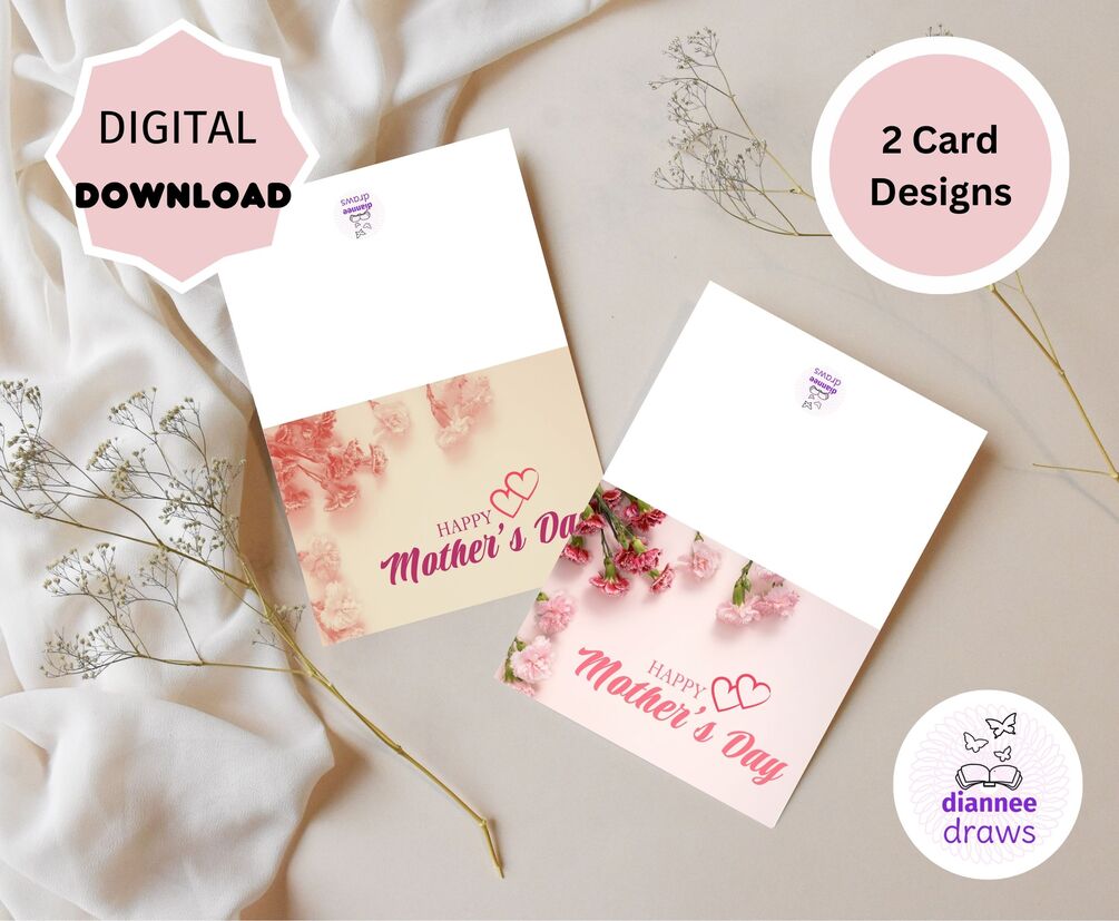 Mother's Day Card Digital Download and Printable Design #4 - Colour - 2 ...