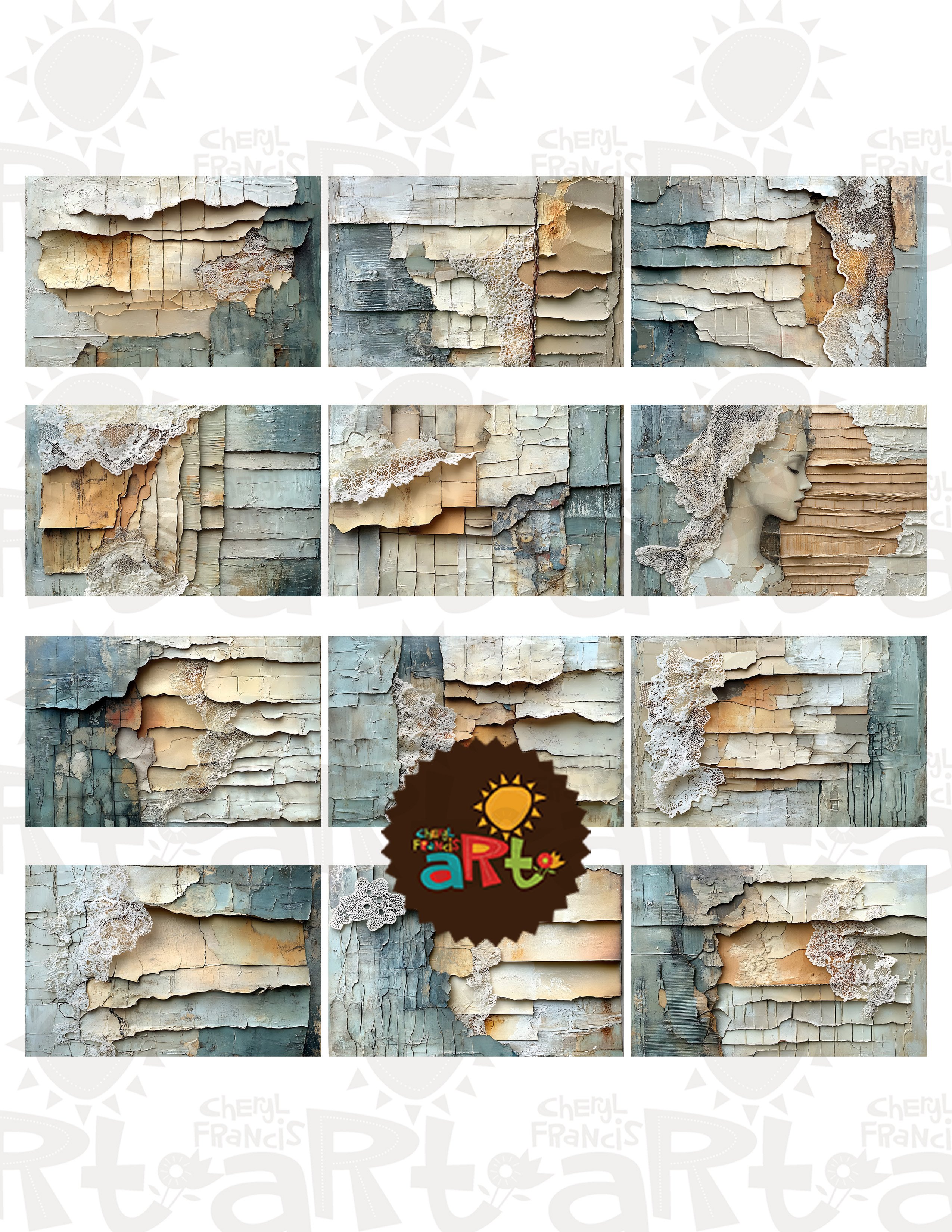 24 pc Abstract Waves Sand and Sea Collage Printable Junk Journal ...
