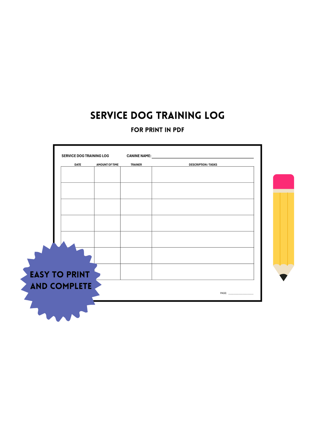 Service Dog Training Log