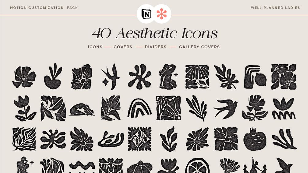 Aesthetic Notion Icon & Covers Bundle