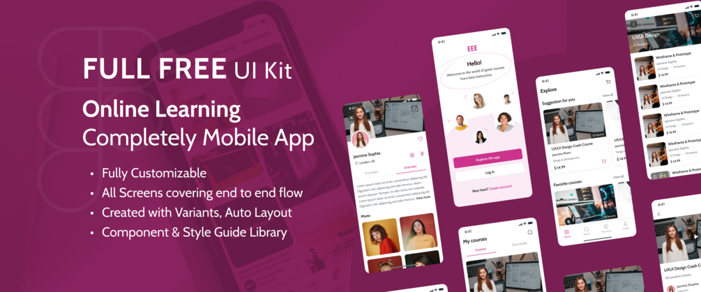 Free Full UI Kit - Online Learning Mobile App