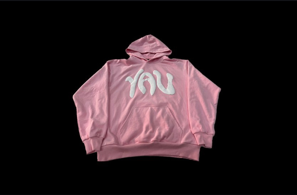 PINK YAU STENCILED LOGO HOODIE