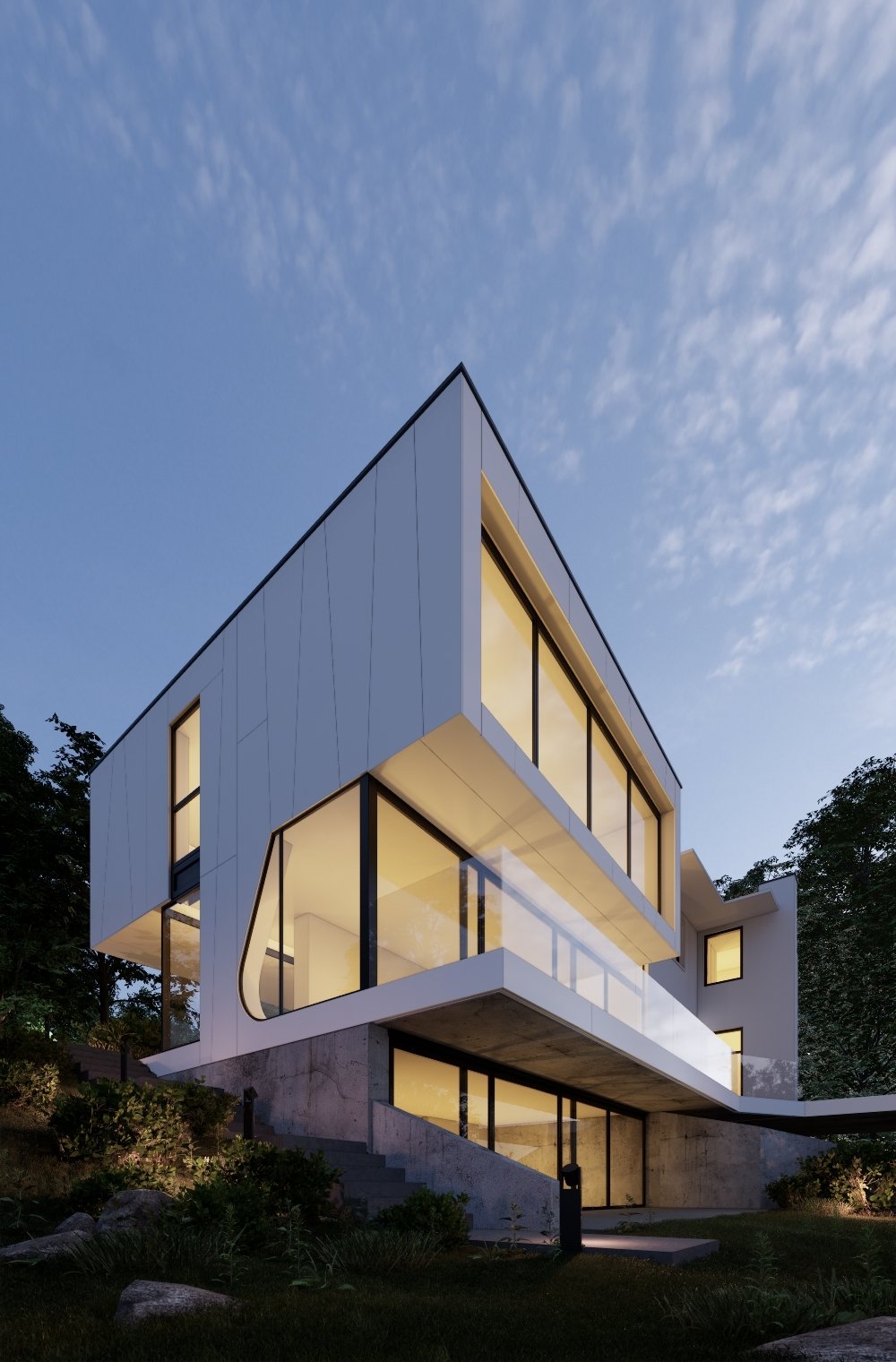 Sketchup Enscape Exterior Realistic Rendering - Evening