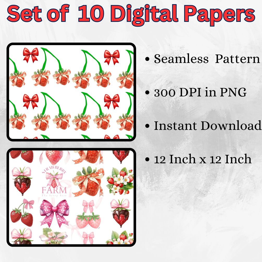 Strawberry Digital Seamless Pattern Texture,Digital Download,Journal ...
